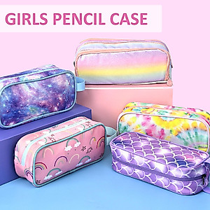 BETURETOP Cute Pencil Case for Girls, Pencil Case for Kids, Large Capacity Pencil Pouch Organizer for Student School Office Supplies, Kids Pen Holder Pencil Box with Zipper (Rainbow)