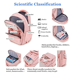 Solid-Color Rolling Backpack for Girls, Trolley Pink Wheel School Bag, Wheeled Bookbag on 6 Wheels