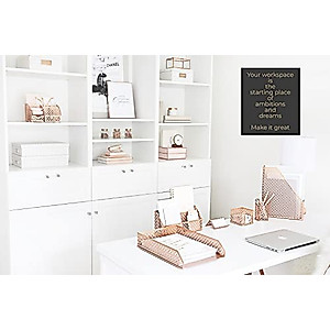 BLU MONACO 6 Piece Rose Gold Desk Organizer Set - Desk Sets- Office Set- Rose Gold Desk Accessories - Desktop Organization