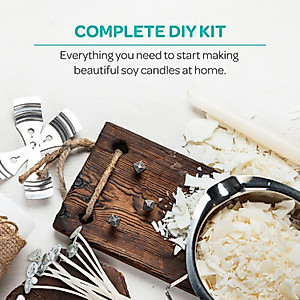 Hearts & Crafts Natural Soy Candle Wax and Candle Making Wax Supplies - 10 lbs Soy Wax for Candle Making - 100 6-Inch Pre-Waxed Candle Wicks - 2 Metal Centering Devices - 10 Pounds Soy Wax Flakes