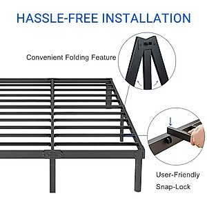 SunnyDaze 16 Inch High Heavy Duty Full Size Bed Frame Metal, Platform Bed Frame Full Size No Box Spring Needed, Easy Assembly, Noise Free, Black