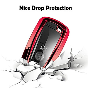 K LAKEY Ford Car Key Fob Cover,Compatible with Ford F-150 F-250 F-350 Ecosport Edge Explorer Fusion Mustang (Sleek Bright black)