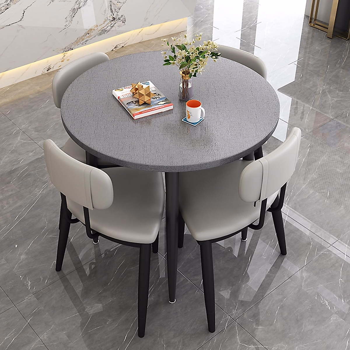 Table and Chair Set Reception Room Conference Table Office Club Lounge 80cm Round Dining Table Nordic 1 Table 4 Chairs Balcony Bedroom Hotel Negotiation Meeting Room Casual Breakfast Nook ( Color : GR