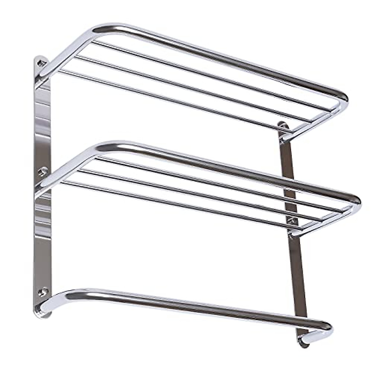 TFCFL Wall-Mounted Hanger Bar Shelf 2 Tier Towel Storage Rack Rail Bathroom Hotel Rack (Style 14)