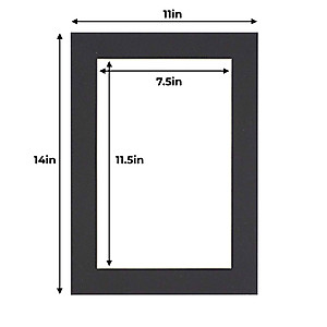 8x12 Mat for 11x14 Frame - Precut Mat Board Acid-Free Black 8x12 Photo Matte Made to Fit a 11x14 Picture Frame, Premium Matboard for Family Photos, Show Kits, Art, Picture Framing, Pack of 1 Mat