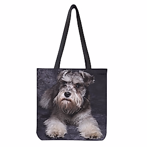 HELLHERO Women's Tote Handbags Schnauzer Dogs Canvas Shoulder Bag Kitchen Reusable Grocery Bags Foldable Shopping Bags Beach Weekend Trips Workout Travel Work Library Dating Daily Bag