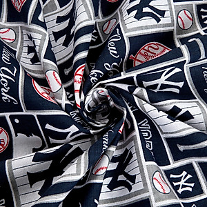 MLB Cotton Broadcloth New York Yankees Blue/White Fabric by The Yard