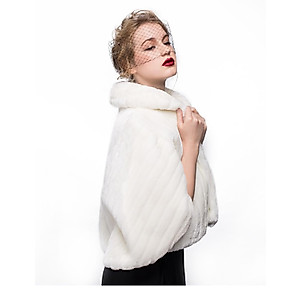 BEAUTELICATE Faux Fur Shawl For Women Soft Fur Stole Wrap Shrug For Winter Wedding Event