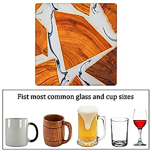 Wood Coasters with Holder, GOH DODD Wooden Drink Coasters Set, Modern Epoxy Coasters, Suitable for Most Kinds of Cups, 6 Pieces, Square