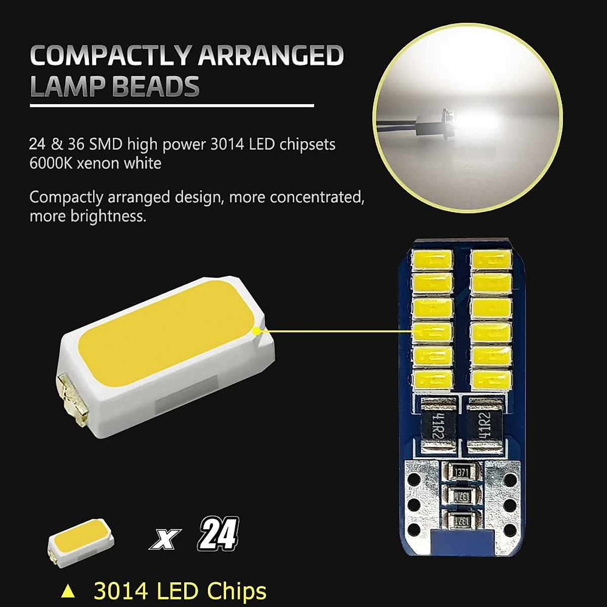 Bojer Interior LED Light Kit Compatible with 2007-2018 Jeep Wrangler JK 501 578 Dome Map Bulb Replace White Color