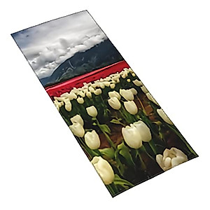 luxteen Bright Cream and Red Colored Tulips Hand Towel - Print Bath Bathroom Towel Highly Absorbent Soft Guest Fingertip Towels