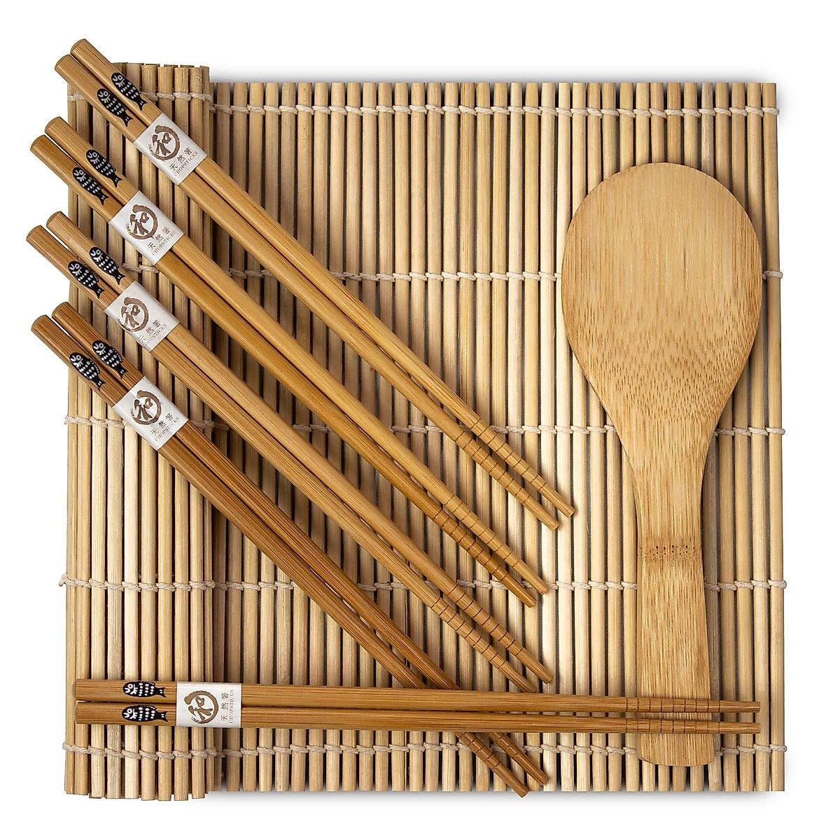 Bamboo Sushi Making Kit Sushi Roller Kit With Bamboo Sushi Mats for Sushi Bamboo Sushi Maker Kit For Homemade Sushi Set With 8 Sushi Making Tools with 2 Bamboo Sushi Rolling Mat Sushi Roll Maker Kit