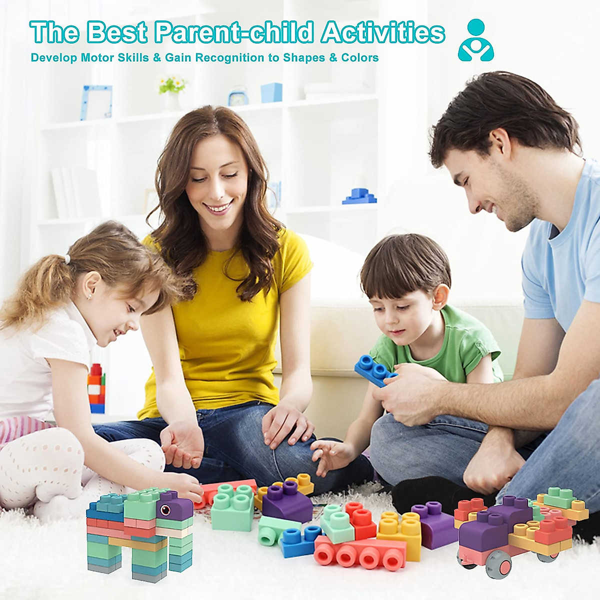 BLUECEDAR Newest Soft Building Blocks Set for Toddler,Baby Ages 6 Month Old and Up,Safe Playing,Learning Stacking Block Toys,Non Wooden Gift for Kid Girl/Boys,20Pieces