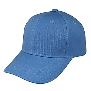 Basic Classic Acrylic Plain Hat Women Unisex Adjustable Velcro Closure Baseball Cap Men (Sky Blue)