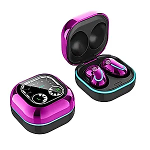 SZYCD Mini LED True Wireless Earbuds for iPhone, Bluetooth 5.1 Headset with Charging Box, TWS Stereo Headphones, Handsfree, Clear Calls, Suitable for Business and Work (Pink)