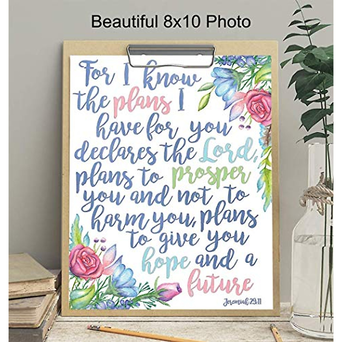 Jeremiah 29 11 Wall Art - For I Know the Plans I Have for You - Christian Inspirational Wall Decor - Religious Wall Art - Bible Verse Gifts - Catholic Wall Decor for Women - Scripture Wall Art
