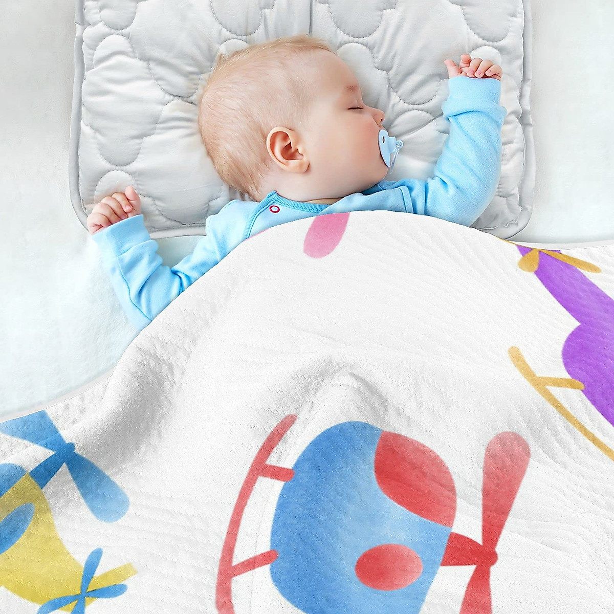 MCHIVER Watercolor Cute Helicopter Baby Blankets for Girls Boys Receiving Blankets Girl Toddler Blanket Swaddle Blankets Baby Receiving Blankets for Crib Infant Unisex Girl Newborn