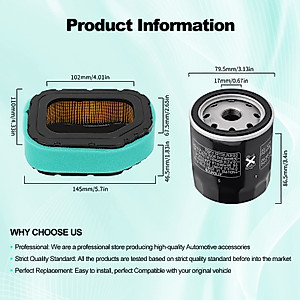 MOTOYUN 32 083 03-S Air Filter ， 52 050 02 Oil Filter Tune Up for Kohler SV840 SV820 SV810 SV740 SV735 SV730 SV720 SV715 Engine Twin Cylinder 20HP-27HP Cub Cadet LT1050 John Deere Lawn Mower