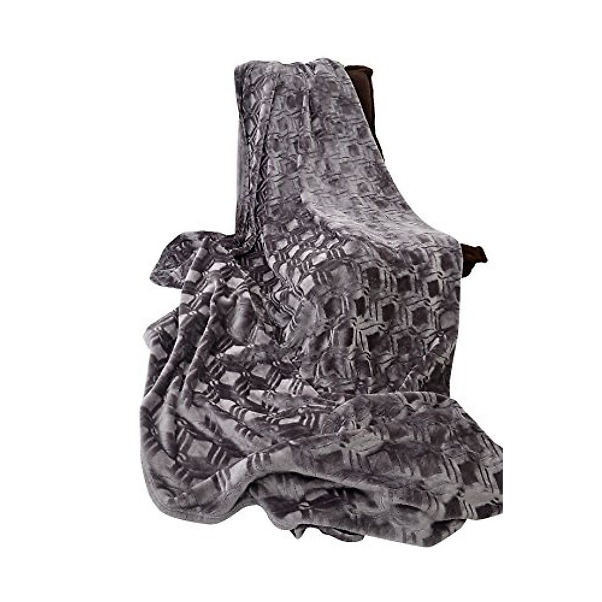 long rich HappyCare Textiles HCT BKT-001 Ultrasoft Diamond Pattern Embossed Micro Velvet Comforter and Blanket