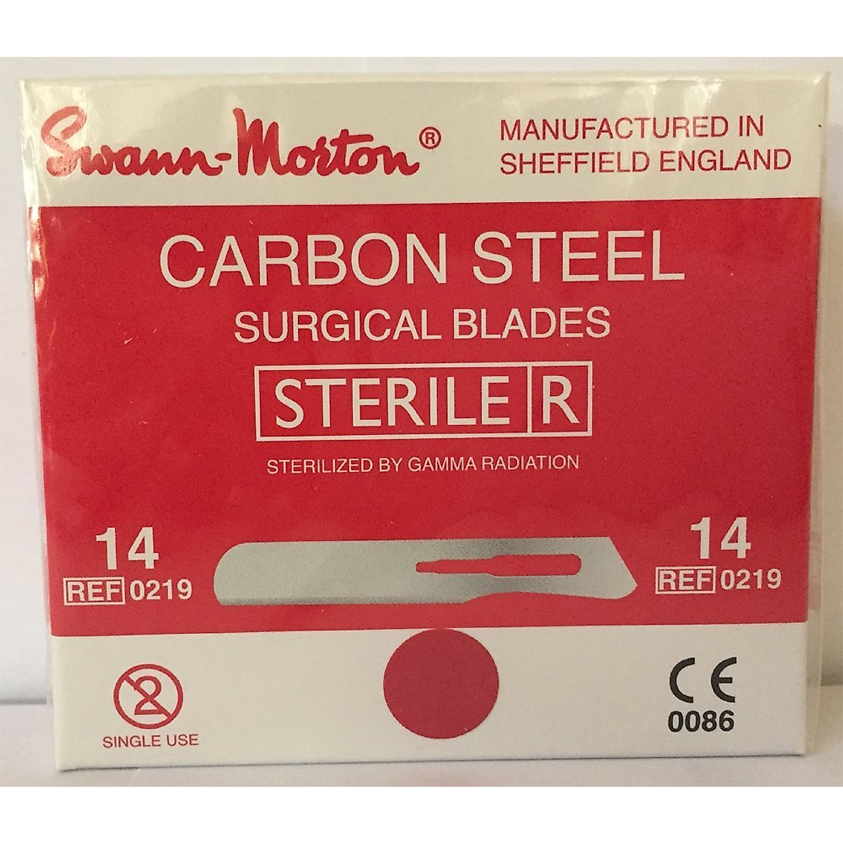 Swann-Morton #14 Sterile Surgical Blades, Carbon Steel [individually packed, box of 100]