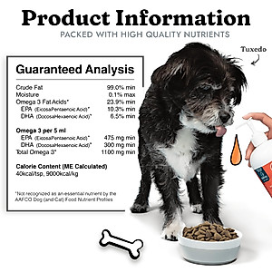 Fish Oil for Dogs - Healthy Skin & Coat, Salmon, Pollock, All Natural Supplement for Pets, Itching Scratching Allergy & Inflammation Defense, Omega 3 EPA DHA, Brain & Heart Health, 8 oz