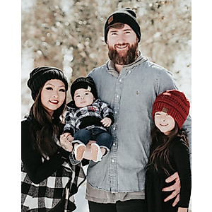 Funky Junque Exclusives Infant Winter Beanie, Newborn Winter Hat 100% Acrylic Material, Ribbed Knit Design, Moisture-Wicking Properties, Baby Beanies 6-12 Months Toddler Winter Hat (Black)