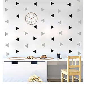 Triangle Wall Stickers Vinyl 160Pcs Black and Grey Wall Decals Peel and Stick Modern Wall Stickers Geometric Wall Decal Kids Wall Stickers Neutral Wall Stickers for Bedroom Living Room Nursery Decor
