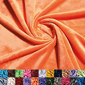 Ice Fabrics Solid Minky Fabric by The Yard - Soft, Smooth and Luxury 58/60" Extra Wide Orange Minky Fabric for Blankets, Apparel, Baby Accessories, Throws, Pillows & More - Orange - 1 Yard