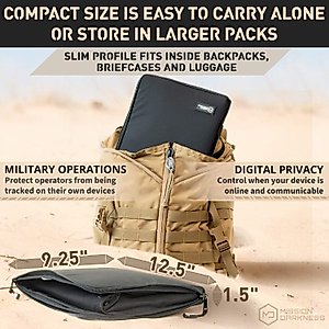 Mission Darkness Mojave Faraday Tablet Bag // Multi-Functional Travel Case with Accessory Pockets and Built-in Faraday Sleeve // Signal-Blocking, Anti-Tracking, Anti-Hacking, Anti-Spying Faraday Cage