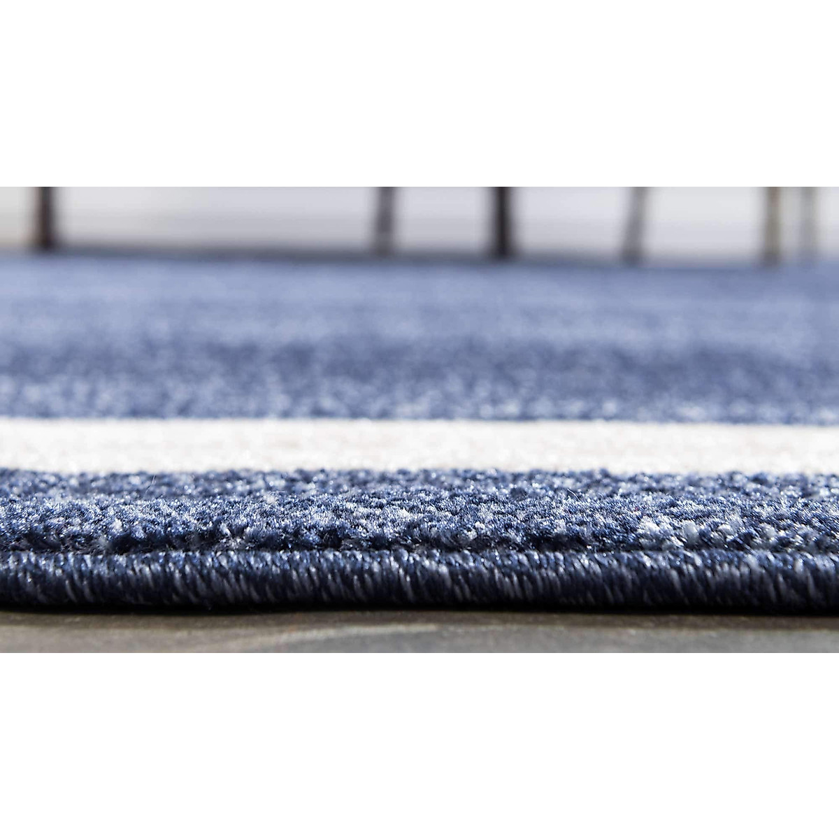 Unique Loom Del Mar Collection Area Rug - Maria (2' 7" x 10' Runner, Navy Blue/ Ivory)