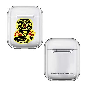 Head Case Designs Officially Licensed Cobra Kai Logo Iconic Clear Hard Crystal Cover Compatible with Apple AirPods 1 1st Gen / 2 2nd Gen Charging Case