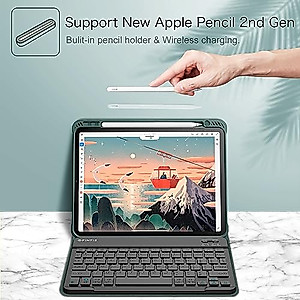 Fintie Keyboard Case for iPad Pro 11-inch (4th / 3rd Generation) 2022/2021 - Soft TPU Back Cover with Magnetically Detachable Bluetooth Keyboard, Also Fit iPad Pro 11" 2nd / 1st Gen, Midnight Green
