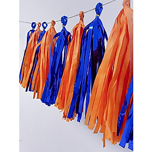 Blue and Orange Tassel Garland Banner Tissue Paper Tassels for Birthdays Bridal Shower Decorations Graduation Party Decorations Supplies