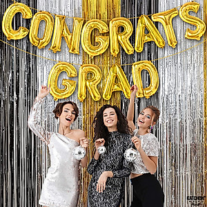 KatchOn, Gold Congrats Grad Balloons - 16 Inch | Congrats Grad Banner Balloons for Graduation Decorations Class of 2024 | Congratulations Balloons for Graduation Balloons Class of 2024 Decorations