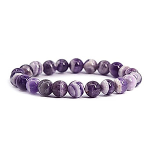 Natural African Amethyst Gemstone 8mm Round Beads Stretch Bracelet 7 Inch Unisex