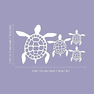Vinyl Wall Art Decal - Turtles - 17" x 30" - Cute Modern Turtle Design for Animal Lovers Home Apartment Kids Bedroom Closet Door Window Playroom Classroom Nursery Sticker Decoration (White)