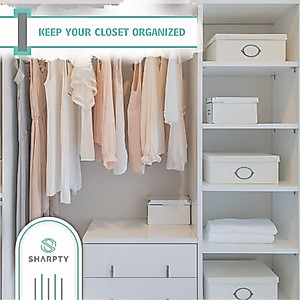 Sharpty Pant & Skirt Hangers - Closet Hangers for Shorts, Shirts, Jeans, Dresses, Slacks, Coats, Clothes, Clothing, Garments & More - Durable, Space Saving & Non-Slip, White - 25 Pack