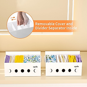 FEMELI Tampon Holder for Bathroom, Acrylic Cycle Pad Storage Organizer with Lid, Discreet Feminine Women Products Case Container Period Bin for Bathroom Accessories Decor Box