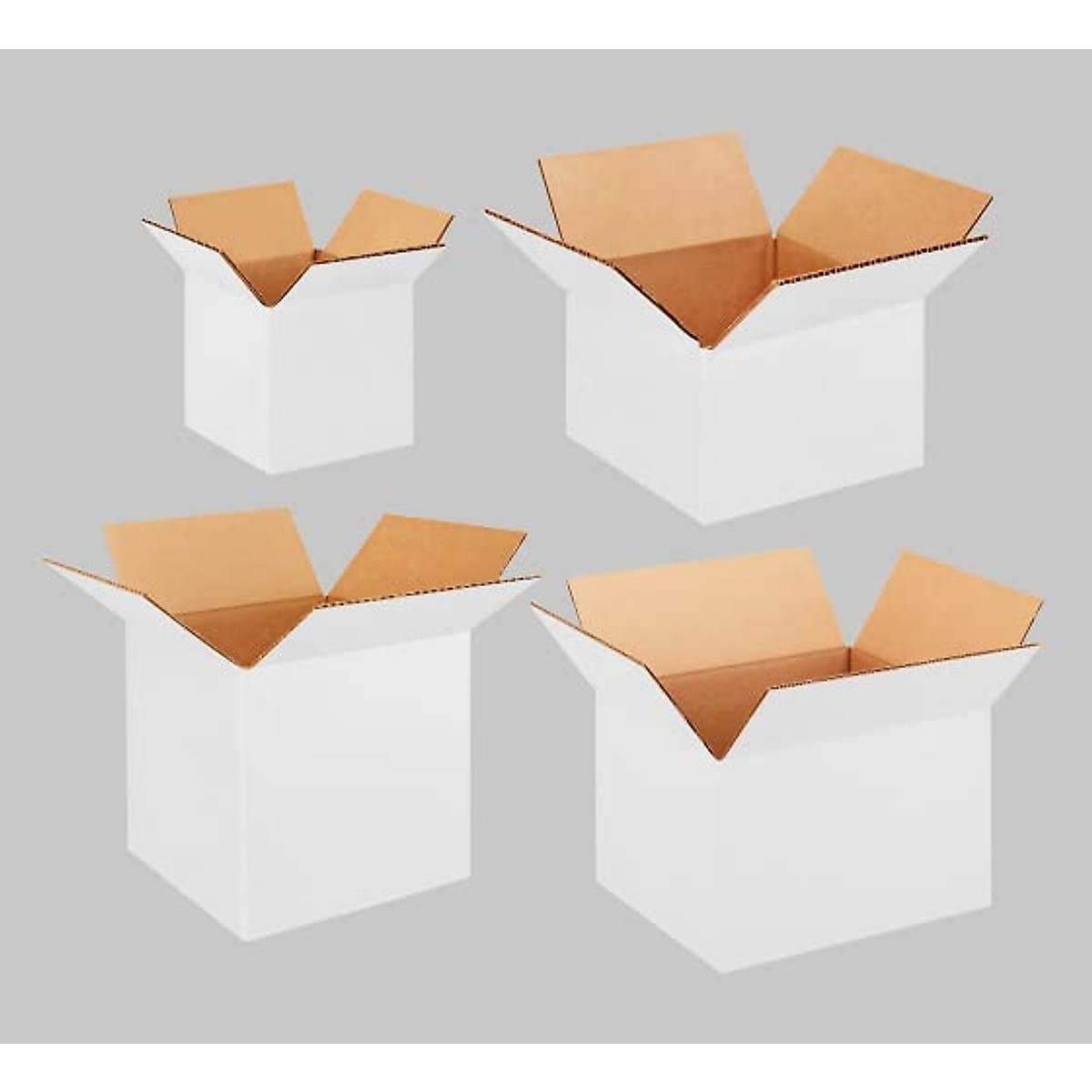 BannerBuzz Shipping Corrugated Box, 100% Recyclable, Made of Single Wall C Flute Corrugated Fiberboard in Semi-gloss White Kraft Paper with ECT 25# (12" x 10" x 8", Pack of 100)