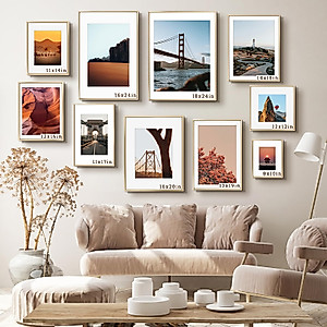 Frametory, 16x20 Metal Picture Frame with Mat for 11x14 Picture & Real Glass, Aluminum Photo Frame Collection (Gold, 2 Pack)