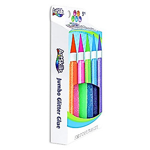 ArtSkills Puffy Neon Jumbo Rainbow Glitter Glue Pens, 5 Colors, 5 Count