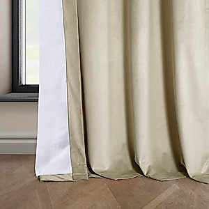 HPD HALF PRICE DRAPES Blackout Solid Thermal Insulated Window Curtain 50 X 84 Signature Plush Velvet Curtains for Bedroom & Living Room (1 Panel), VPYC-SBO161204-84, Angora Beige