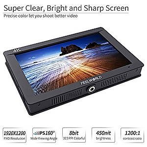 FEELWORLD FW703 7 Inch IPS 3G SDI 4K HDMI DSLR Monitor Full HD 1920x1200 On Camera Field Monitor with Histogram for Stabilizer Cameras Rig