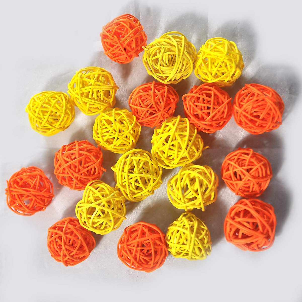 Simoutal 20PCS Decorative Rattan Balls, Perfect Ornament for X-MAS, Wedding, Party, Home Decor, Orbs Vase Fillers(4cm,Orange-Yellow)