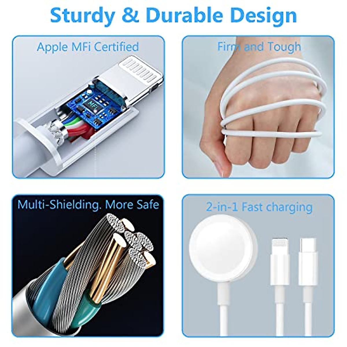 2 in 1 USB-C Fast Apple Watch Charger,6.6FT Apple Certified Wireless iWatch Charger Magnetic Charging Cable with 20W USB C Wall Charger Plug for Apple Watch Series 8/7/SE/6/5/4/3 & iPhone 14/13/12/11