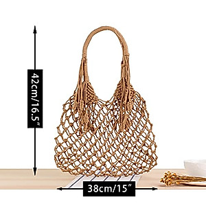 JBRUN Womens Hand-woven Straw Shoulder Bag Beach Bag Tote Braided Handbag Summer Hobo Bag Travel Bag (A)