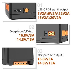 ZGCINE ZG-V160 V Mount V-Lock Battery with D-TAP,USB-C,BP Input & Output, USB-A & DC Output, Mini Power Bank for Cameras, Camcorders, LED Lights, Monitors and Smartphone