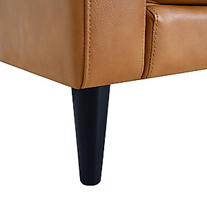 Naomi Home Marisa Genuine Mid-Century Leather Loveseat, Mid-Century Sleeper Loveseat, Tan Leather Couch,for Living Room, Bedroom, and More