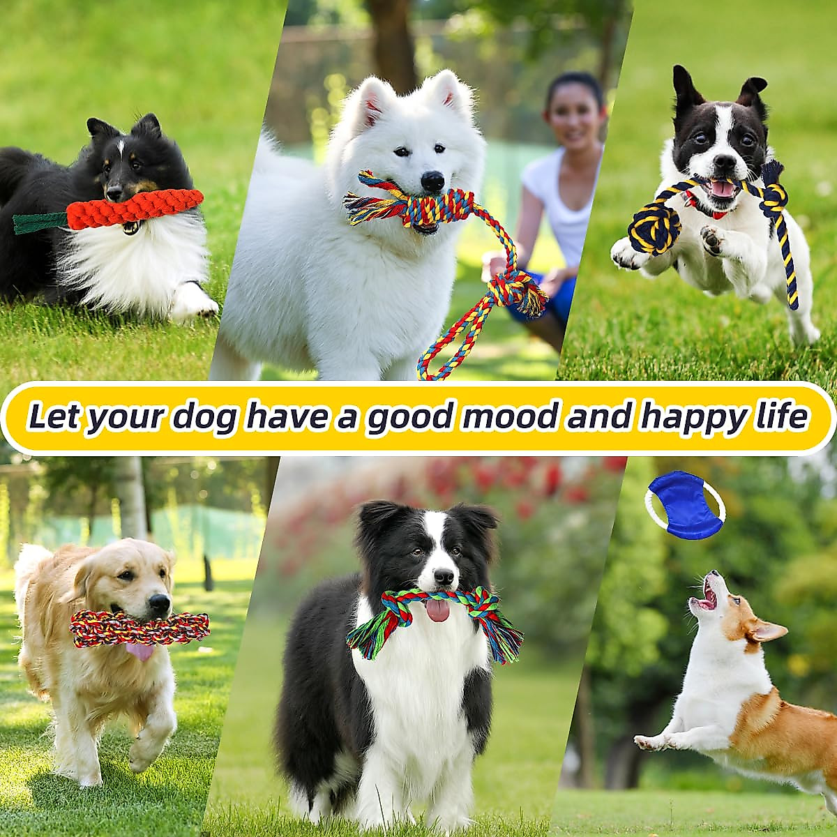 RIGHTPARTS Dog Rope Toys for Small & Medium Large Breed Dogs,Dog Chew Toys for Aggressive Chewers, Cotton Dog Teeth Cleaning Toys, Tug of War Dog Training