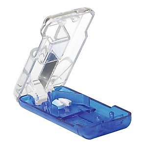 EZY DOSE Pill Cutter and Splitter with Dispenser, Daily Usage, Safely Cut Pills, Vitamins, Tablets, Accurate and Easy Cutting, Stainless Steel Blade, Travel Sized, Colors May Vary, BPA Free
